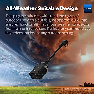 Smart Outdoor Plug YoLink 1/4 Mile World's Longest Range Smart Plug Work w/Alexa Google Assistant IFTTT Individual Control 2 Outlets IP44 Waterproof for Garden Watering Lighting, YoLink Hub Required