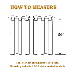 RYB HOME Grey Blackout Curtain Tiers for Small Window, Thermal Insulated Curtains Short Blind for Kitchen/Living Room Energy Efficient, 42-inch Wide x 36-inch Long Each Panel, Grey, Set of 2