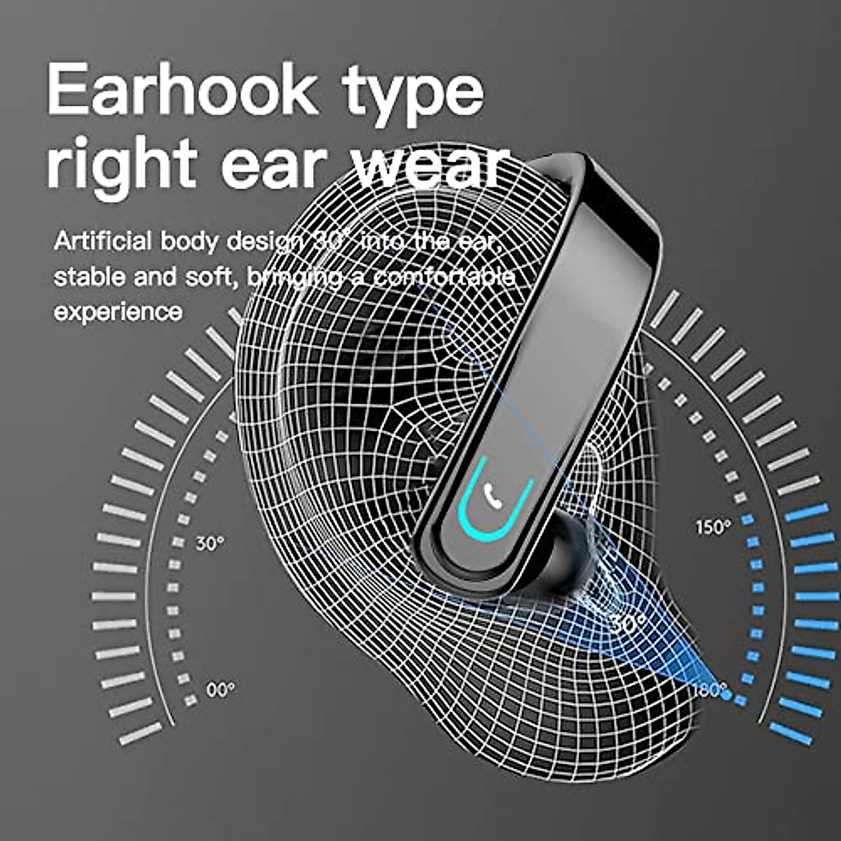 Uigsas Bluetooth Headset, Wireless Bluetooth Earpiece Handsfree Earphones with Microphone Headset 15hrs Working for Laptop Cell Phones Computer Trucker Driver