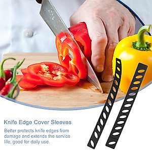 uxcell 10Pcs Knife Edge Guards Blade Protector Plastic Knife Edge Cover Sleeves Universal Blade Covers Knife Sheath for Kitchen, Black