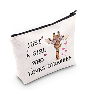 LEVLO Funny Giraffe Cosmetic Bag Animal Lover Gift Just A Girl Who Loves Giraffes Makeup Zipper Pouch Bag Giraffe Lover Gift (Who Loves Giraffes)