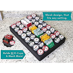 Polar Whale Coffee Pod and Tea Bag Storage Organizer Tray Drawer Insert for Kitchen Home Office 12.6 x 17.9 Inches Holds 32 Compatible with Keurig K-Cup