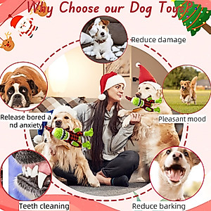 CIIVURR Christmas Squeaky Dog Toys, Xmas Interactive Plush Dog Toys for Large Dogs, Dog Chew Toys to Keep Them Busy, Dog Toys for Small Medium Large Dogs - Tyrannosaurus rex