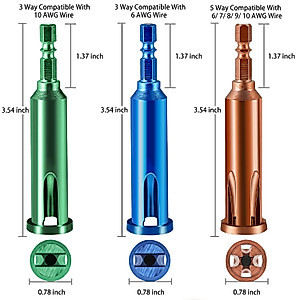 Wire Twisting Tool Cable Wire Stripper and Twister for Electrical Power Drill, 3 Way/ 5 Way Wire Stripping Tool Compatible with 6/ 7/ 8/ 9/ 10 AWG Wire
