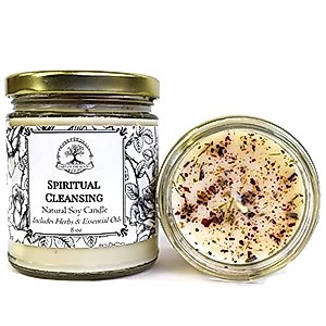 Spiritual Cleansing & Meditation 9 oz Soy Herbal Candle | Intuition, Purification, Wisdom & Clarity | Metaphysical, Wiccan, Pagan