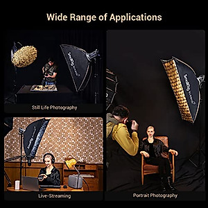 SMALLRIG Strip Softbox with Quick Release Pressing Design, 30 x 120cm (11.8" x 47.2") Bowens Mount Softbox with Beam Grid & Diffusers for Studio Lighting, RA-R30120 - 3931