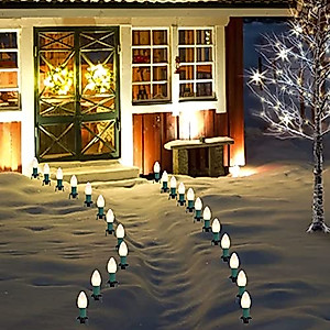 Joiedomi 30.75ft 24 Warm White Christmas C9 Pathway Marker String Lights with Stakes for Holiday Time Outside Yard Garden Decor, Christmas Decor ,Christmas Party, Holiday Decor, Walkway