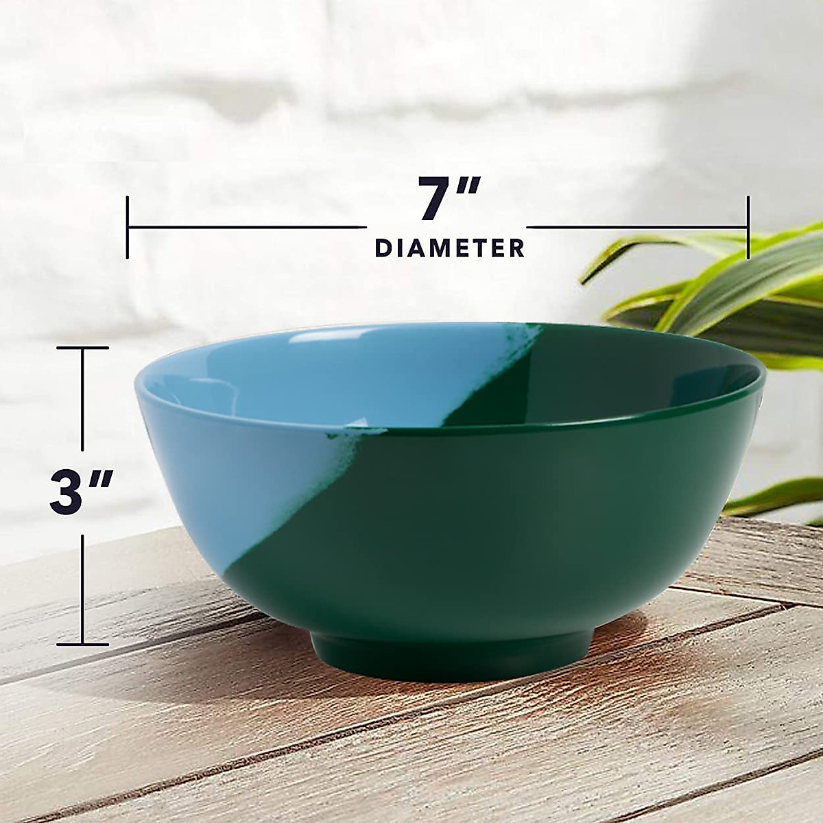 Thomas Fuchs Creative Durable Melamine Bowls Set of 4, Chip and Break-Resistant, Kid-Friendly Melamine Bowl Dinnerware Set, Dinner Bowl for Indoor and Outdoor, Dishwasher Safe, Ivory/Navy