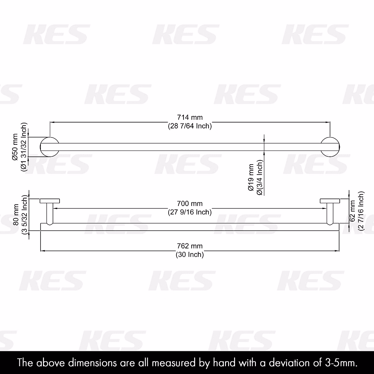 KES Bathroom Towel Bar, Towel Hangers for Bathroom Wall Shower Hand Towel Holder Hanger 27.6 Inches SUS304 Stainless Steel RUSTPROOF Wall Mount Brushed Steel, Total Length 29.9 Inch, A2000S75-2