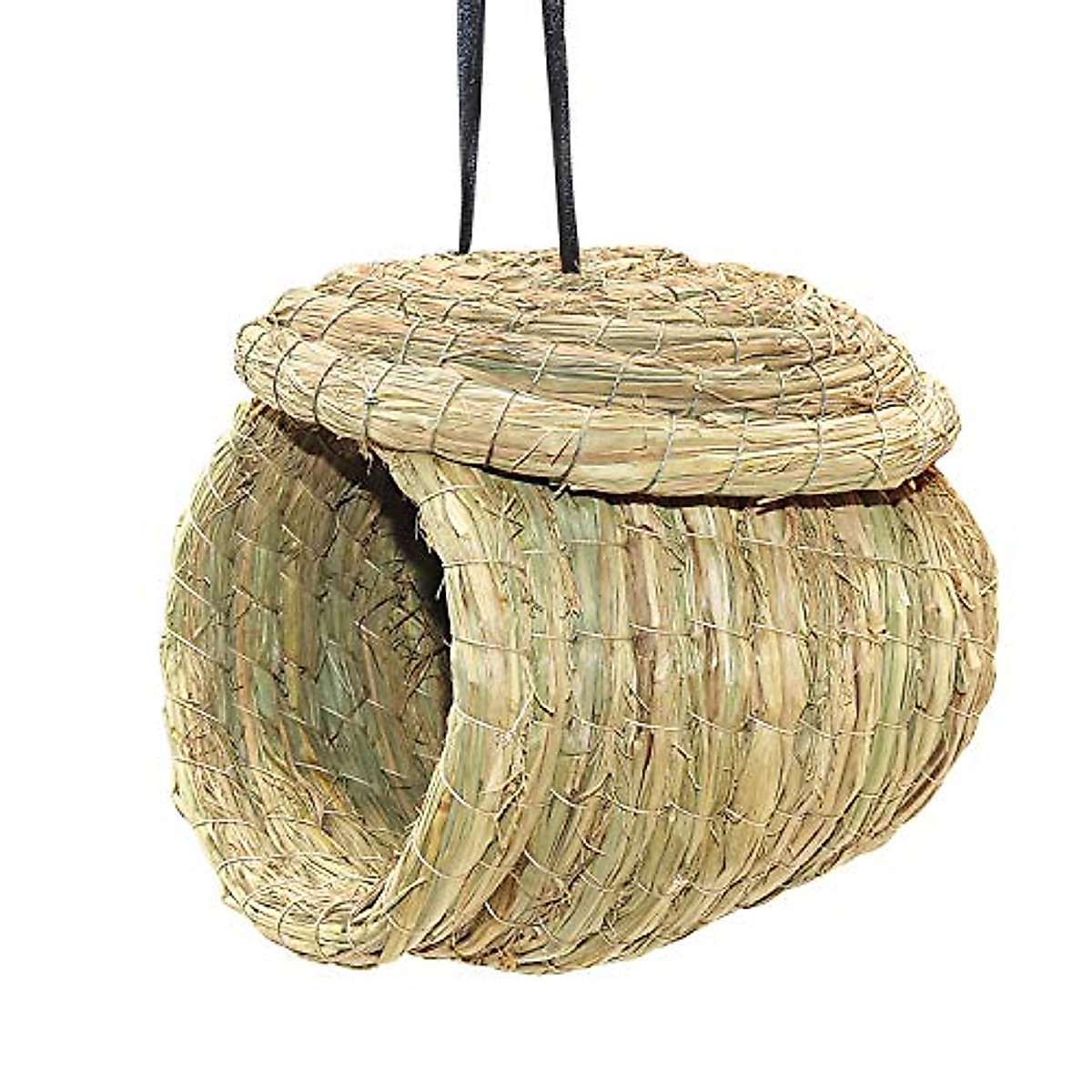 BWOGUE Straw Bird Nest Eco-Friendly Straw Birdhouse 100% Natural Fiber Bird Nest Hut Cozy Resting Breeding Place for Parrots Parakeet Conures Cockatiel,Large