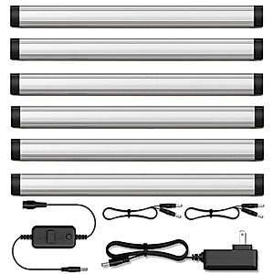 GETINLIGHT 12-inch Plug-in LED Under Counter Lights for Kitchen, Soft White 3000K, Pack of 6, IN-0110-26-SN