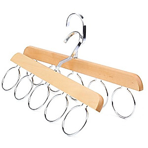 DOITOOL Multifunctional Wooden Scarf Closet Organizer Hanger Ties Belts Shawls Holder Rack with 5 Loops Clothes Organizer Holders for Home