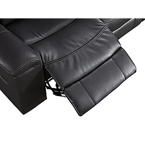 Signature Design by Ashley McAdoo Contemporary Faux Leather Tufted Reclining Power Sofa, Black