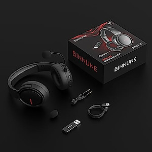 BINNUNE 2.4G/Bluetooth Wireless Gaming Headset with Microphone for PS4 PS5 Playstation 4 5, 40 Hours Playtime, PC USB Gamer Headphones with Mic for Laptop Computer