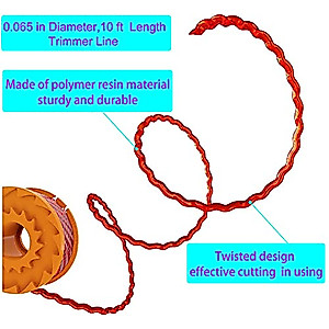 KAKO Replacement Spool for Worx Weed Eater String,10ft 0.065" Trimmer Spool Line for Worx WA0010 WA0004 WG151 WG155 WG163 WG170 WG175 WG180 Weed Wacker String(12 Spools+2Caps)