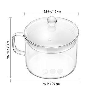 Hemoton 1pc Clear Glass Pot Practical Simmer Pot Thick Borosilicate Glass Pot Glass Saucepan with Cover& Handle for Pasta Noodle, Soup, Milk