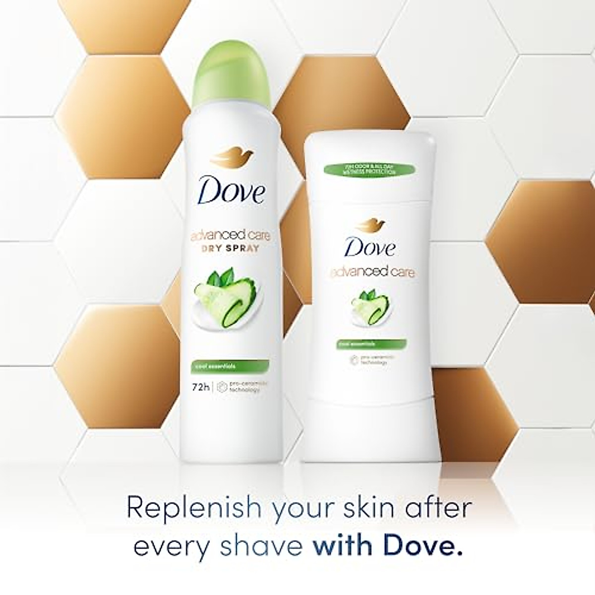 Dove Advanced Care Antiperspirant Deodorant Dry Spray Cool Essentials 3 Count Antiperspirant deodorant for helping your skin barrier repair after shaving With Pro Ceramide Technology 3.8 oz