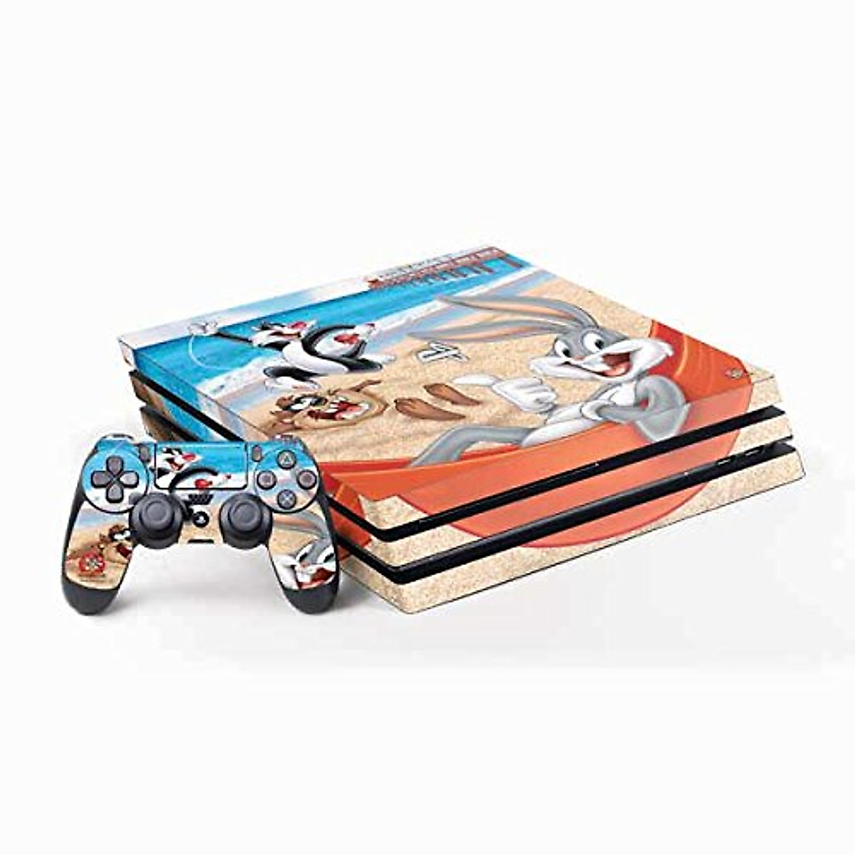 Skinit Decal Gaming Skin Compatible with PS4 Pro Console and Controller Bundle - Officially Licensed Warner Bros Looney Tunes Beach Design