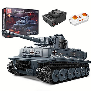 Mould King 20014 Tiger Tank Building Blocks Toy, MOC Technology Tiger Tank, Military Vehicle Model Construction Blocks Toys with with Remote Controller