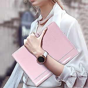 Toplive Padfolio Folder 3 Ring Binder PU Leather Portfolio, Business Interview Resume Portfolio A4/ Letter Size Document Organizer with Clipboard for Women Men, Pink