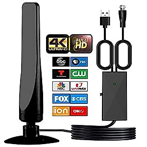 ANTIER Amplified Digital TV Antenna 430 Miles Range HDTV - Support 4K 8K 1080p Fire tv Stick and All Older TV's - Smart Switch Amplifier Indoor Signal Booster - 14 ft Coax Cable