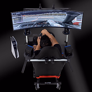 OpenWheeler GEN3 Racing Wheel Simulator Stand Cockpit, Red Seat. Compatible With Logitech G923 | G29 | G920 | Thrustmaster | Fanatec Wheels | Xbox One, PS4, PC Platforms