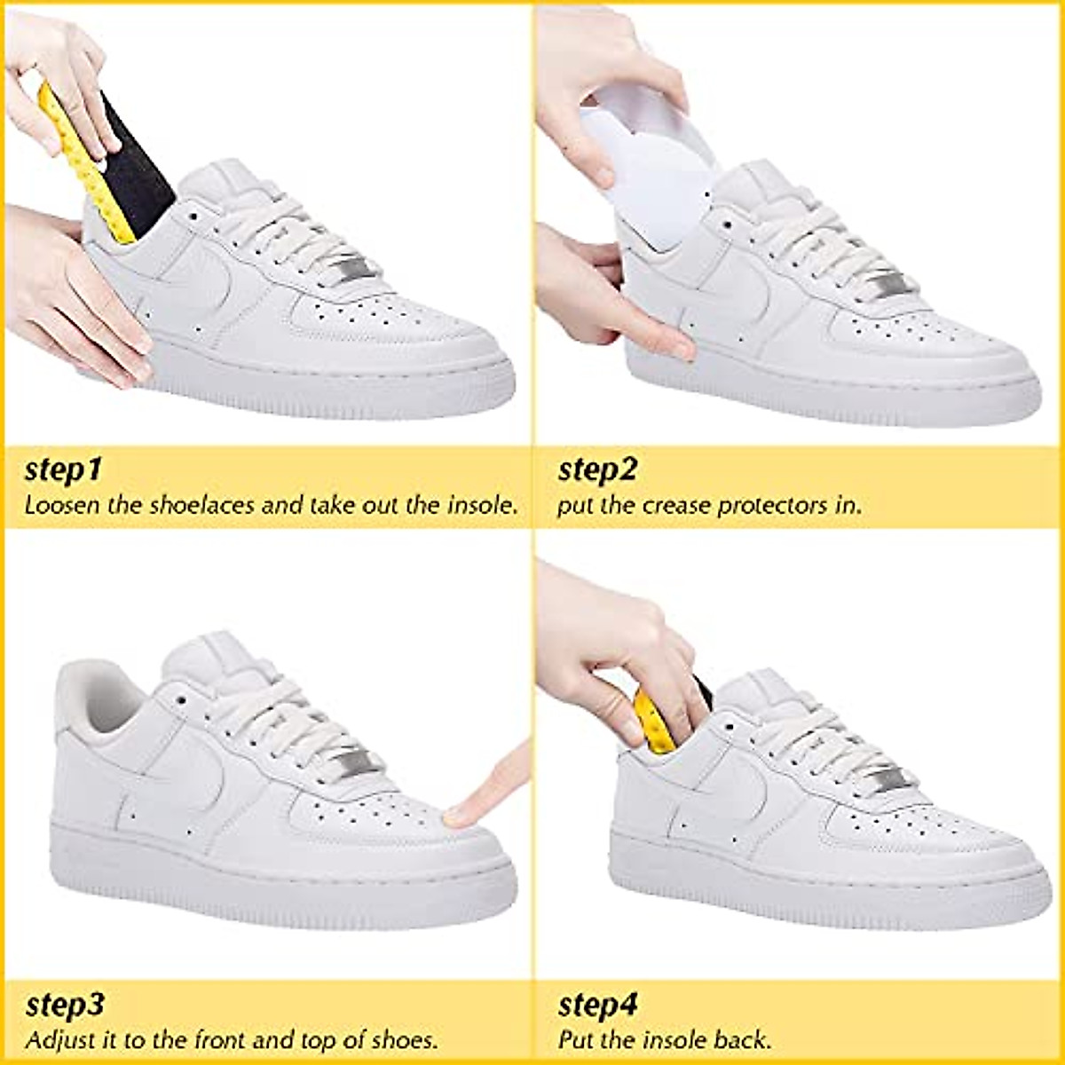 GORYGOLD 6 Pairs Crease Protector for Sneaker Shoes, No Crease Shoe Inserts Anti Crease Decreaser Guard, Women Size 7-12