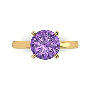 Clara Pucci 3.0 ct Round Cut Solitaire VVS1 Alexandrite Wedding Bridal Designer Anniversary Engagement Ring in 14k Yellow Gold Size 9