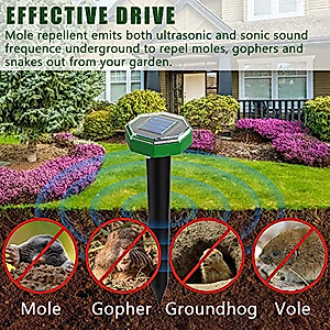 Solar Mole Repellent 12 Pack,Gopher Repellent Ultrasonic Waterproof for Outdoor Garden Lawn Yard Get Rid of Gophers, Moles, Groundhogs，Voles