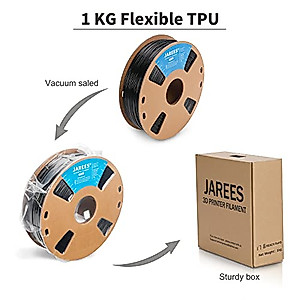 JAREES TPU 3D Filament 1.75mm,Black TPU 3D Printer Filament Dimensional Accuracy +/- 0.02 mm,1kg (2.2lbs) Spool,Fit Most FDM Printers
