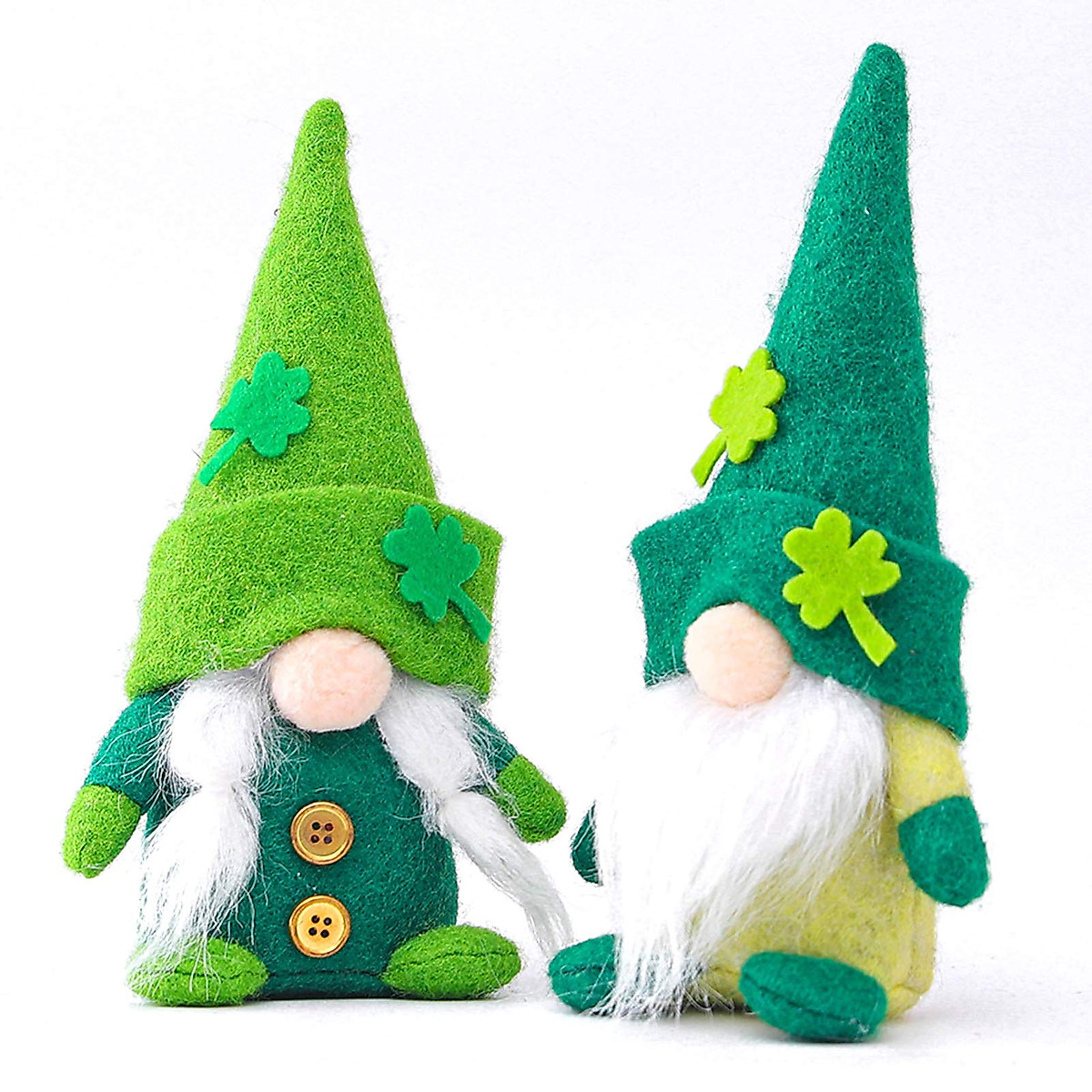 LUCKYBUNNY 2PCS Cute St Patrick's Day Gnome Doll, Handmade Tomte Swedish Nisse Toy Scandinavian Dwarf Elf Plush Dolls for Irish Holiday Party Home Decoration