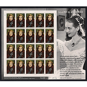 Bette Davis Legends of Hollywood pane of 20 x 42 cent us U.S. Postage Stamps