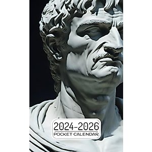 Pocket Calendar 2024-2026: Two-Year Monthly Planner for Purse , 36 Months from January 2024 to December 2026 | Seneca the Younger statue