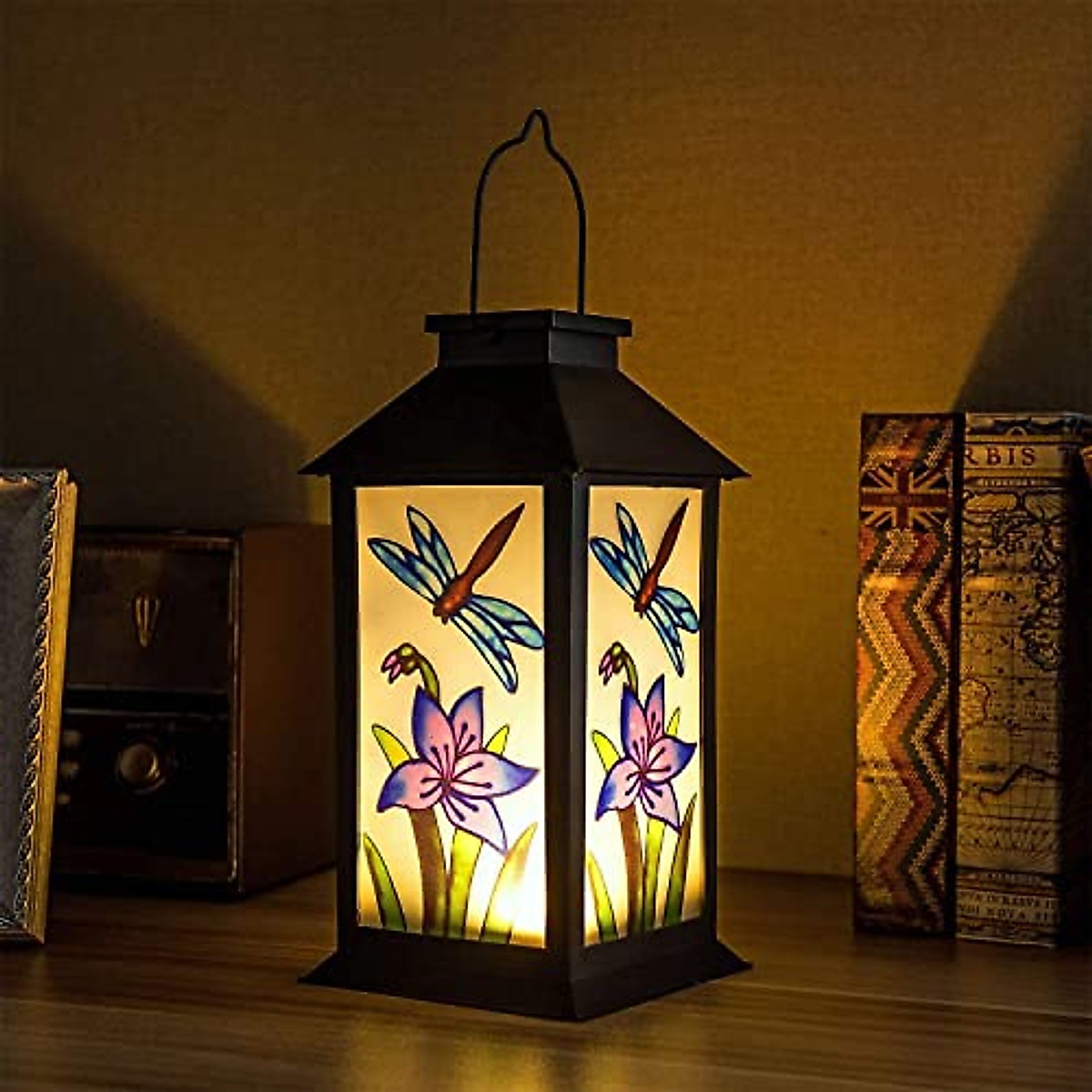 1 Dragonfly Lantern&1 Hummingbird Lantern, Solar Lanterns Outdoor Hanging Solar Lights Decorative for Garden Patio Porch and Tabletop Decorations.