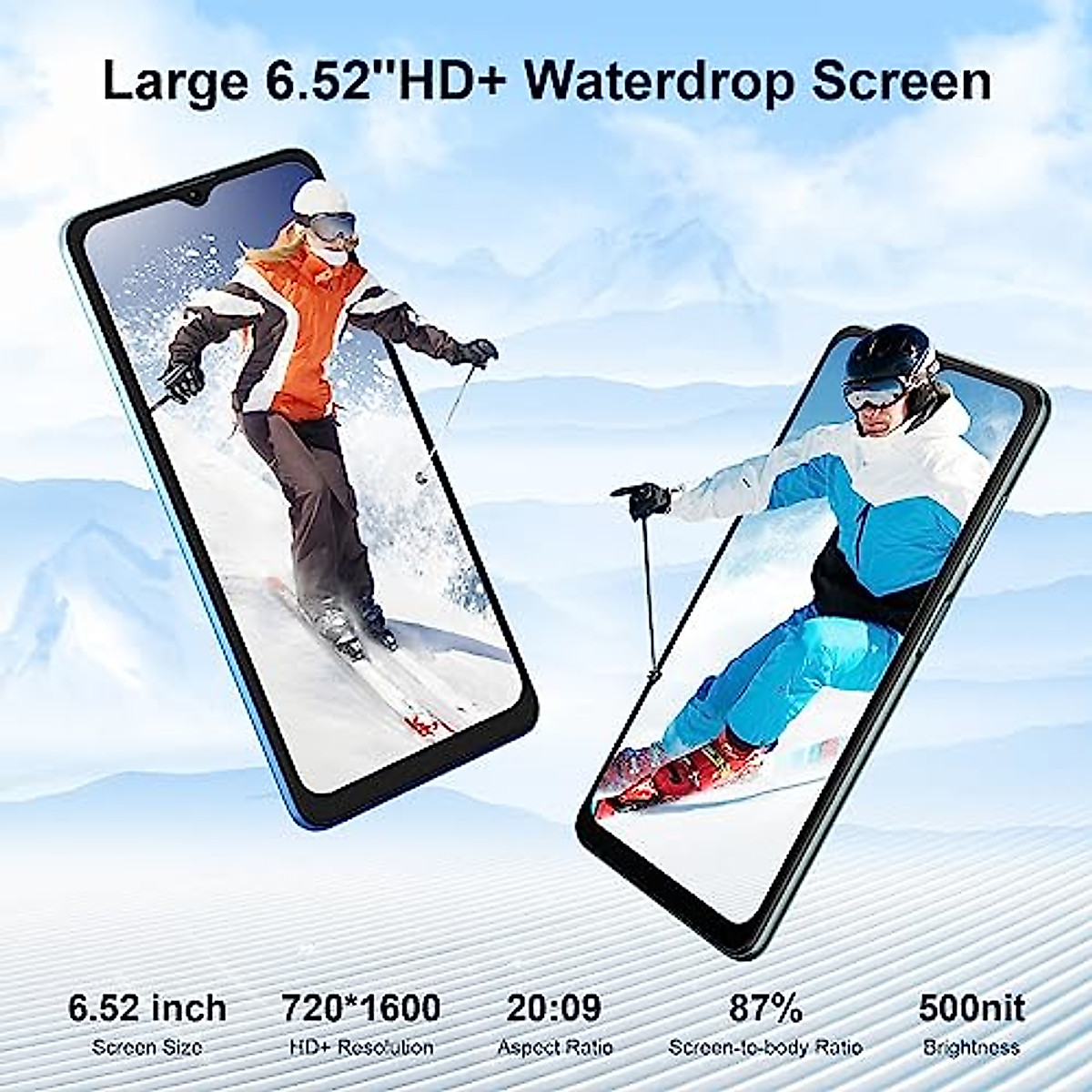 Blackview Unlocked Phones A53, 7GB+32GB 1TB TF, 5080mAh Battery+OTG, Android 12, 6.52 inch HD+, 4G Dual SIM, Face ID, GPS, 12MP Camera, 3.5mm Jack, Android Phone Unlocked Smartphone|Black…