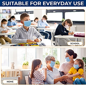 SereneLife 50 Count Disposable Childrens Face Masks | Breathable 3-Ply Layers | Non-Woven Fabric | Comfortable Earloops | Daily Use & Personal Care | Easy to Use & Disposable | For Kids (Blue)