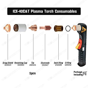 204325 Plasma Nozzle Standard Tip 40A fit Miller ICE-40T / ICE-40C Torch PKG-5