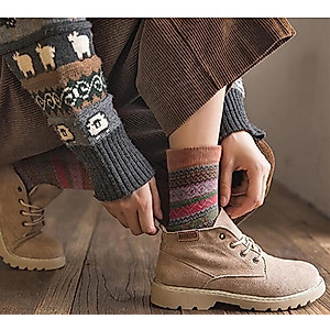 Loritta 5 Pairs Womens Wool Socks Winter Warm Socks Thick Knit Cabin Crew Cozy Boot Socks Gifts for Women, Multicolor