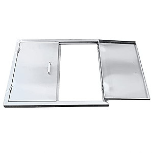 Outdoor Kitchen Doors 28"W x 24"H , Built in 304 Stainless Steel Double Access Doors Flush Mount for Outside Kitchen Commercial BBQ Island Grilling Storage Cabinet