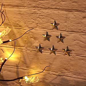Mini Metal Barn Star Antique Barn Star Halloween Christmas Day Vintage Mini Star Home Decoration for Farmhouse Home Door Wall Decor, 1.18 Inch (Silver,52 Pieces)