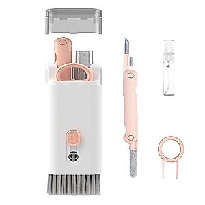 Gtinna 7 in 1 Computer Keyboard Cleaning Brush Set Earbuds Cleaning Pen Wireless Bluetooth Headset Charging Box Electronics Keyboard Cleaning Tools Cleaner Keycap Puller Kit (Pink)