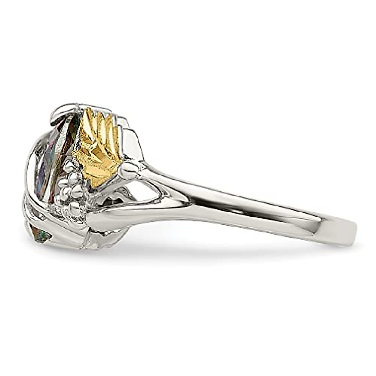 Mt. Rushmore Black Hills 925 Sterling Silver Gold Mystic Fire Topaz Flower Ring Gemstone Band Size 7