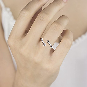 MANBU Sterling Silver Semicolon Ring for Women: I am Enough Keep Going Ring Engraved Inspirational Message Supporting Jewelry Gifts for Daughter Sister (I am enough)