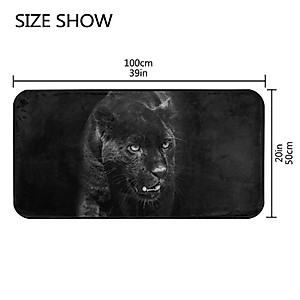 Kitchen Rugs Runner Black Panther in Dark Doormat Bath Rugs Non Slip Area Rugs for Bathroom Kitchen Indoor 39" X 20"