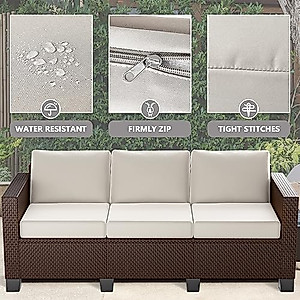 SUSIE'S GARDEN 6p Outdoor Cushion Slipcovers Outdoor Patio Cushions Covers Replacement Waterproof with Zipper for 3-Seat Outdoor Rattan Sofa Patio Furniture Cushion Covers Grey, Covers Only