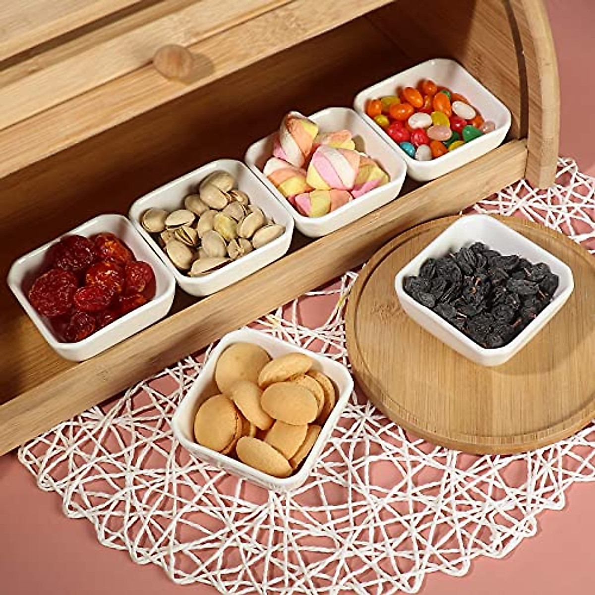 SZUAH 3 oz Ceramic Dip Bowls Set, 8 Pack White Porcelain Mini Dipping Sauce Bowls Condiments Server Dishes- Perfect for Tomato Sauce, Soy, Vinegar, BBQ and Other Party Dinner