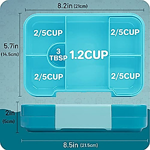 Cheryl Bento Box for Kids 27 oz, Bento Lunch Box Kids with 6-Compartment, Lunch Containers for Kids Daycare, Inner Removable Compartment Tray Dishwasher Safe, Microwave Safe - Blue Unicorn