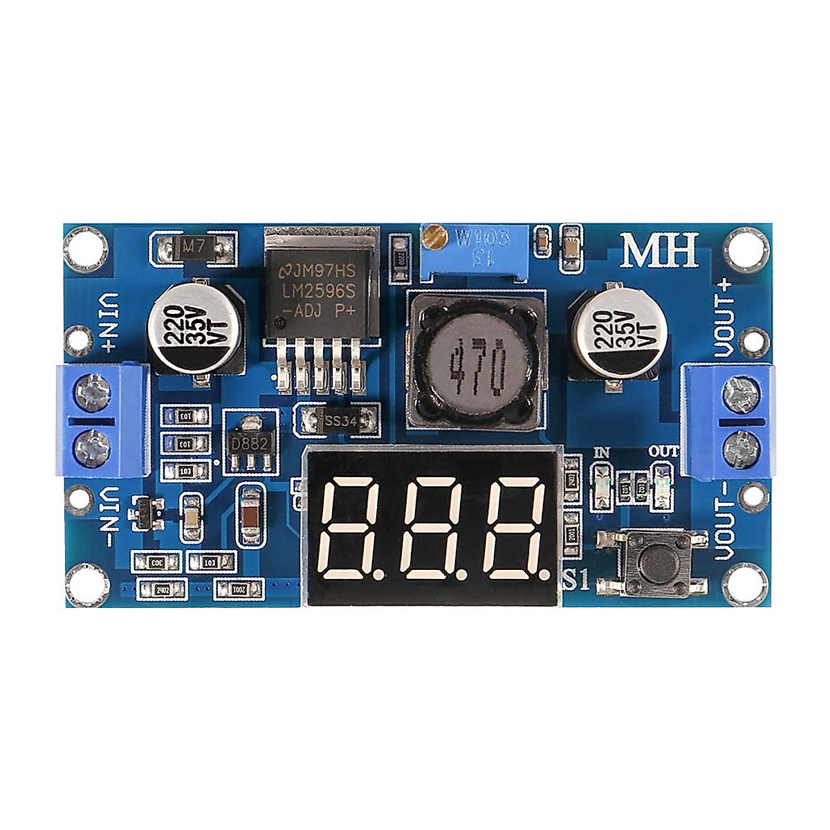 ALMOCN 2PCS LM2596S Buck Converter Step-Down Power Module DC to DC 4.0-40V to 1.25-37V Voltage Regulator with LED Voltmeter Digital Display
