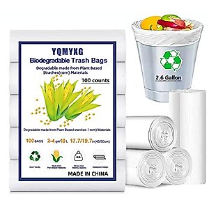 120 Counts Small Trash Bags, 1.2 Gallon Small Garbage Bags with Tear & Leak Resistant Biodegradable 5 Liter Mini Compostable Strong Bathroom Trash Bags, Recycling Eco-Friendly Trash Can Liner (white)