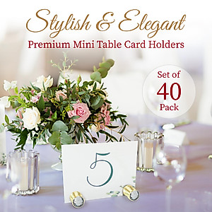 Ideikis 40Pcs.Multipurpose /Place Card Holders/ Table Name Card Holder/ Small Size Table Card Holder/ Menu Clips/ Gold Table Card Holder/ Mini place card holders/ Wedding/Anniversary/ Birthday /Party